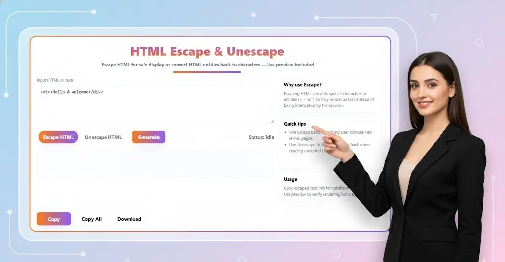 Free HTML Escape & Unescape Tool: Prevent XSS - Toolsuite