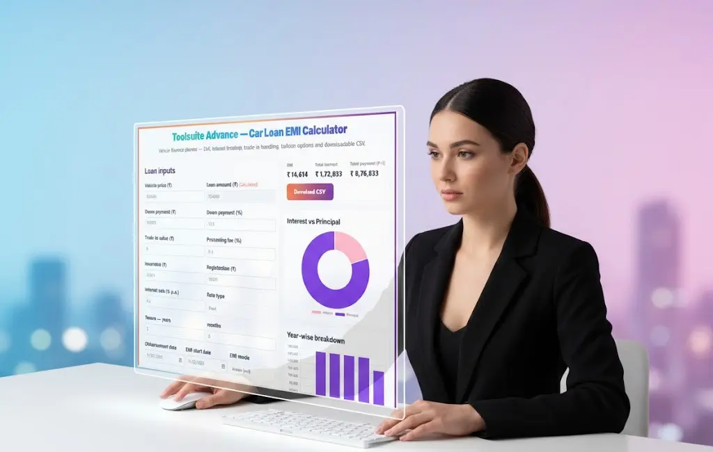 Free Car Loan EMI Calculator – Instant EMI, Interest & Schedule